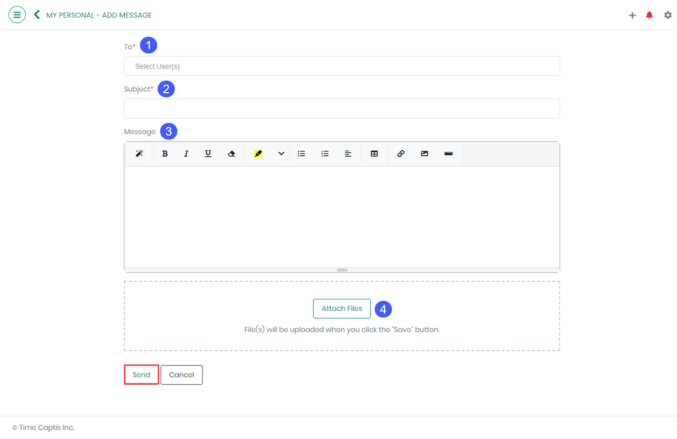 Compose and Manage Messages in TimeCaptis